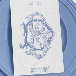 BD DB Vintage Wedding Monogram Logo Designs B D Two Letter Monogram D B ...