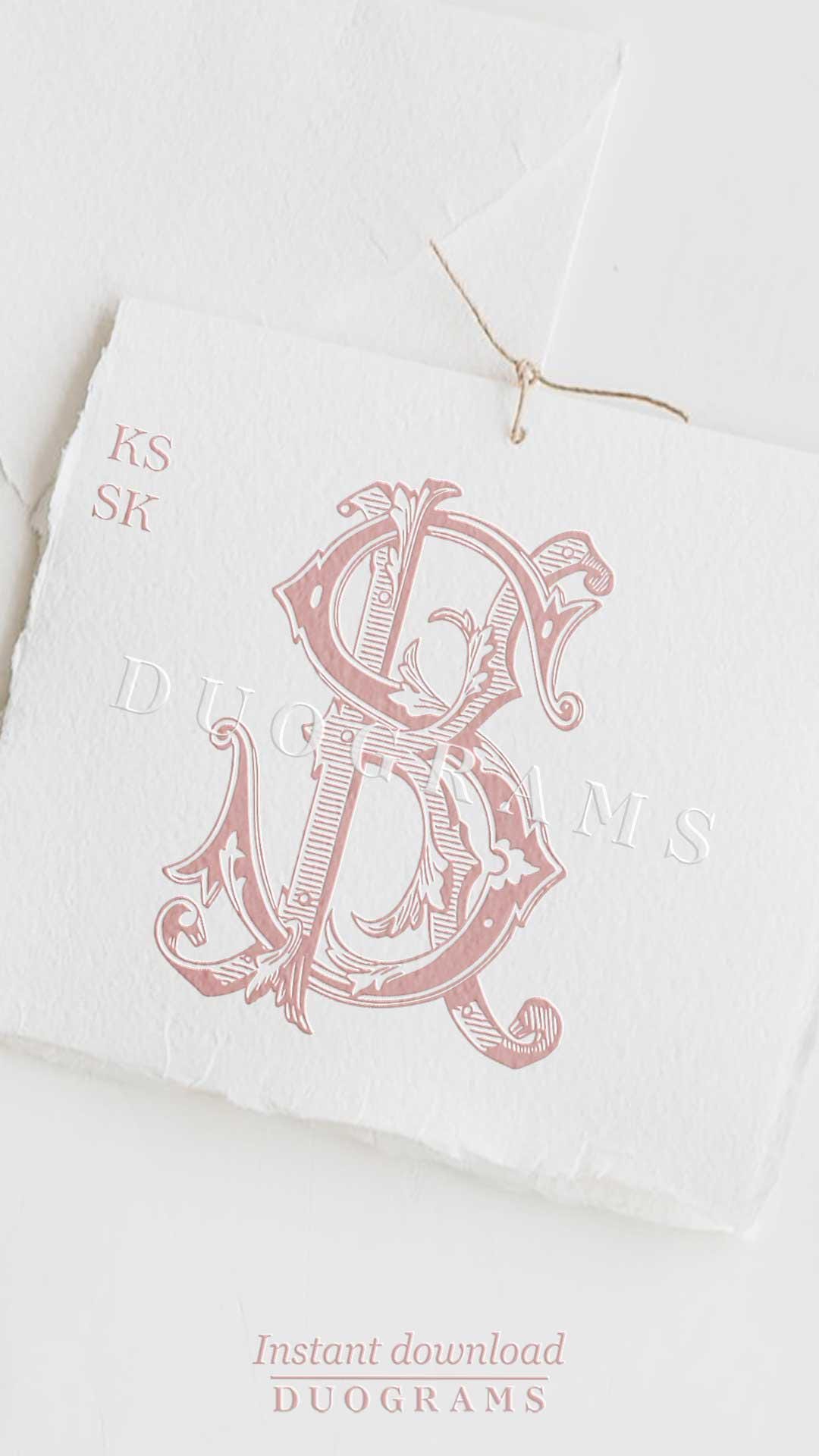 KS SK Vintage Wedding Monogram Logo Designs SVG 2-letter Monogram K S ...