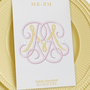 Wedding Monogram MR or RM Two Letter Monogram Logo Design M R Duogram R ...