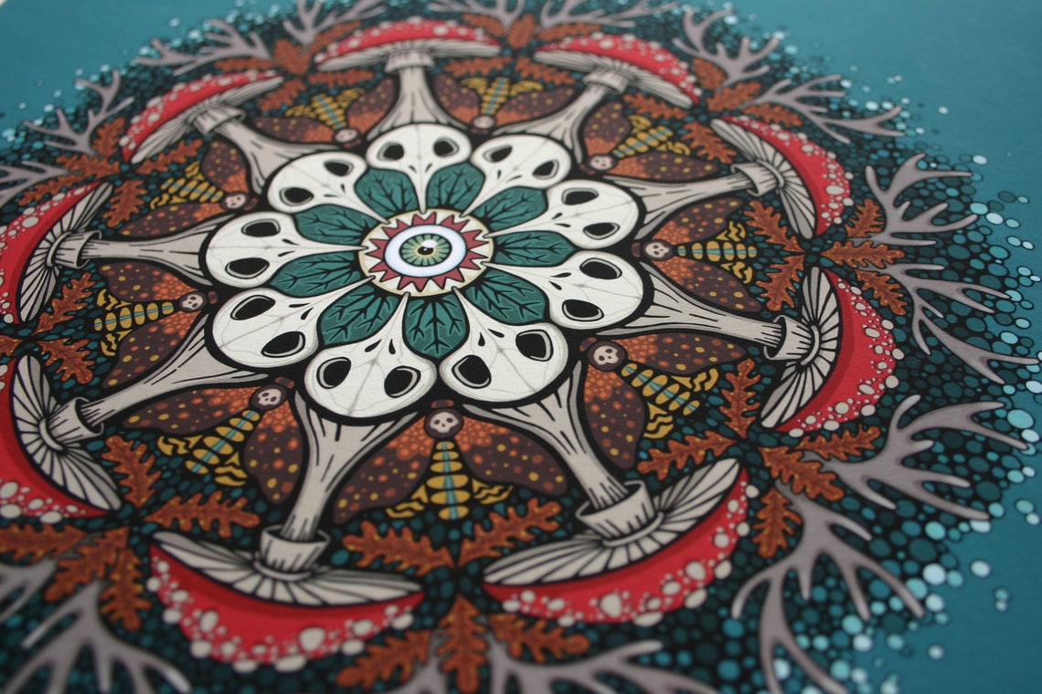 Mushroom Mandala A4 Art Print - Etsy