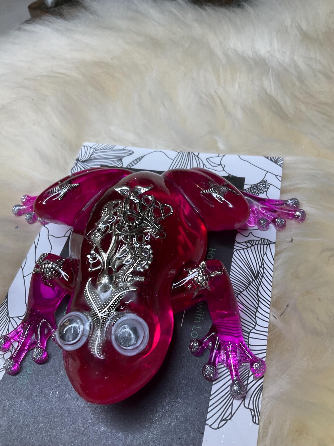 Resin Frog Decor, Frog Resin Figurine, Resin Frog With Real Flowers ...