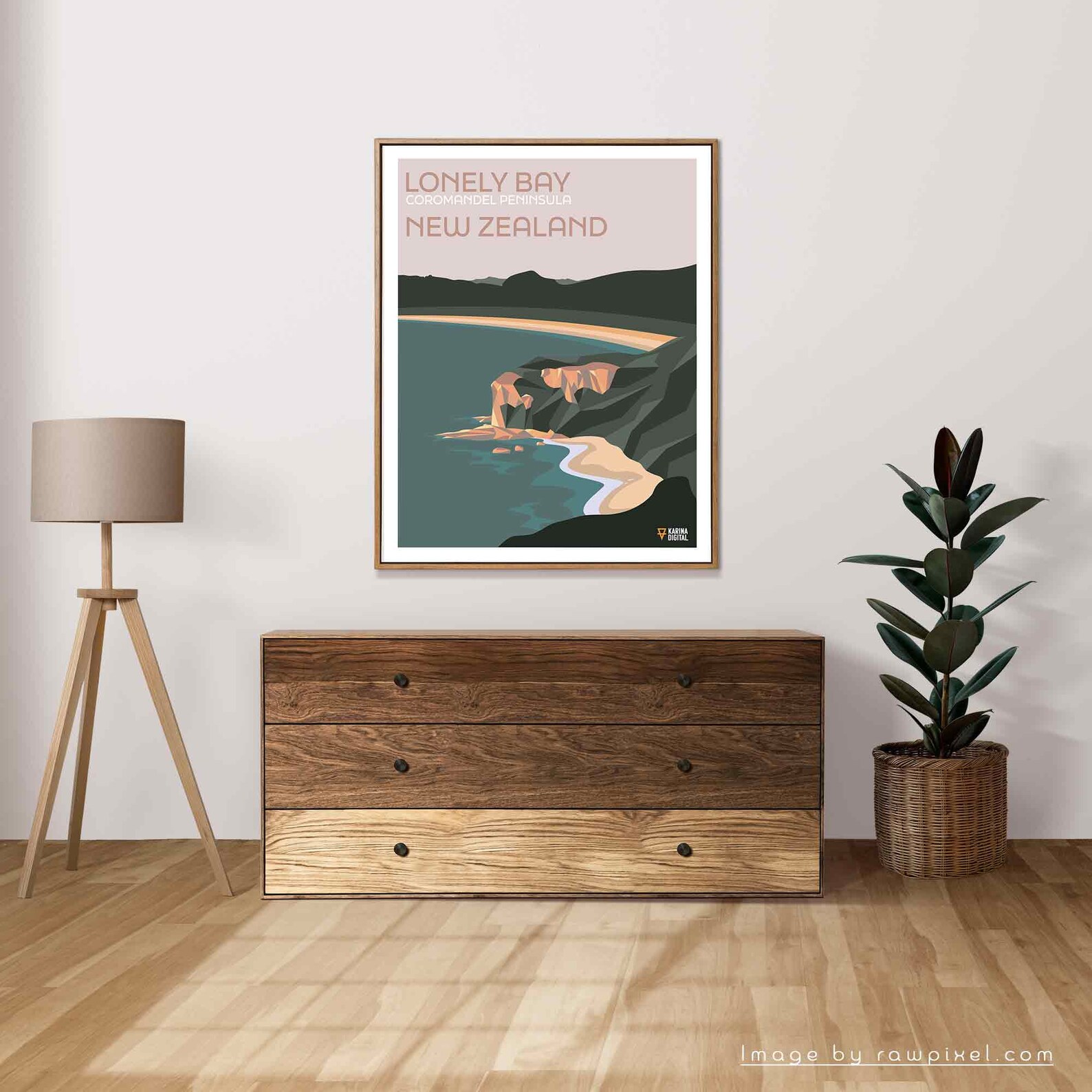 Travel Poster Wall Art: Lonely Bay New Zealand Printable Poster ...