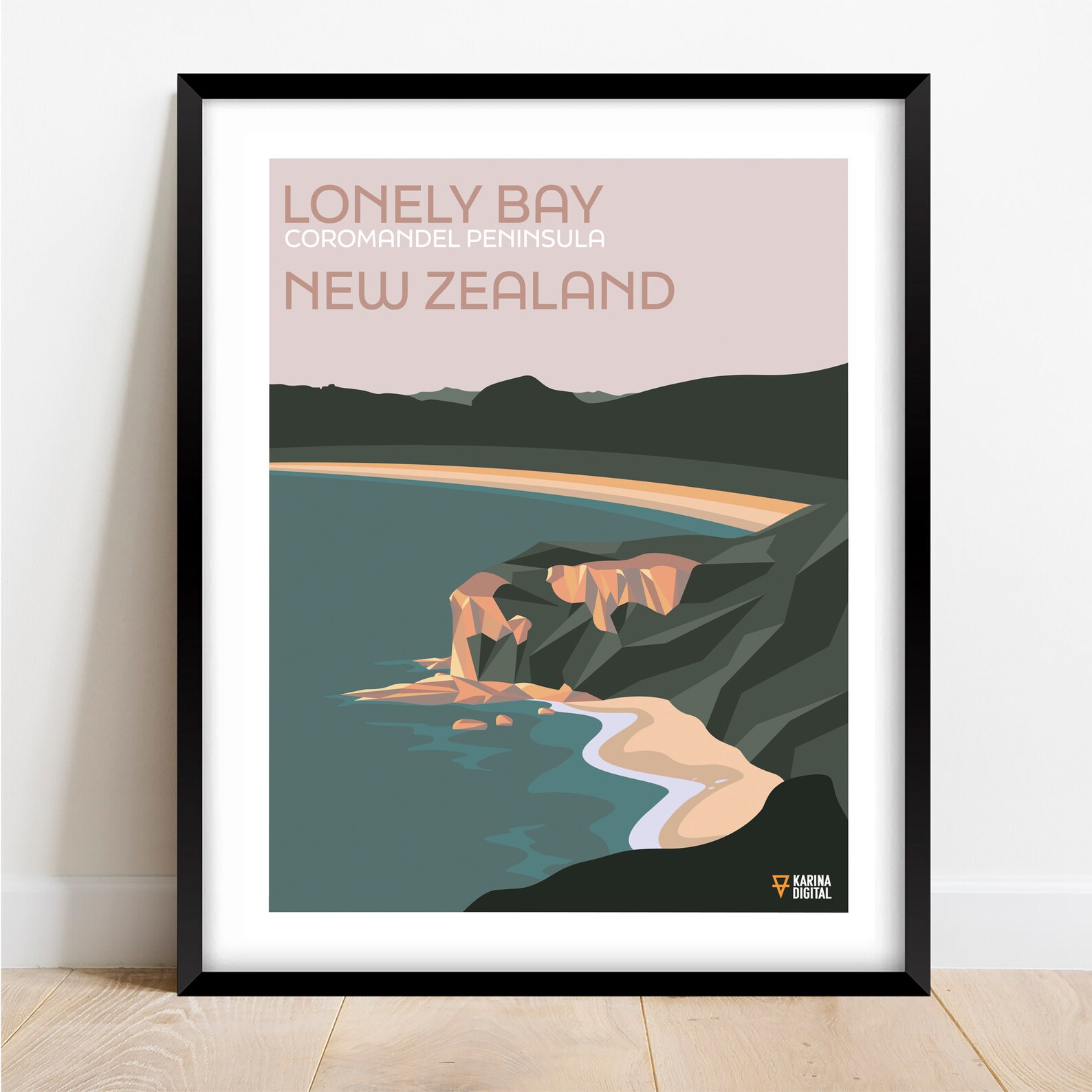 Travel Poster Wall Art: Lonely Bay New Zealand Printable Poster ...