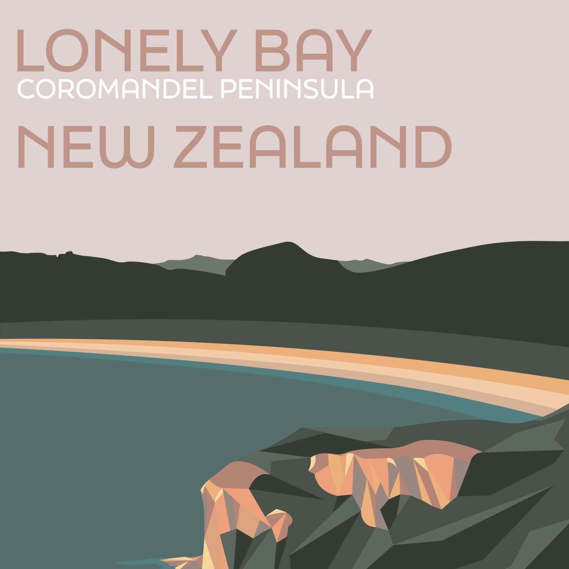Travel Poster Wall Art: Lonely Bay New Zealand Printable Poster ...