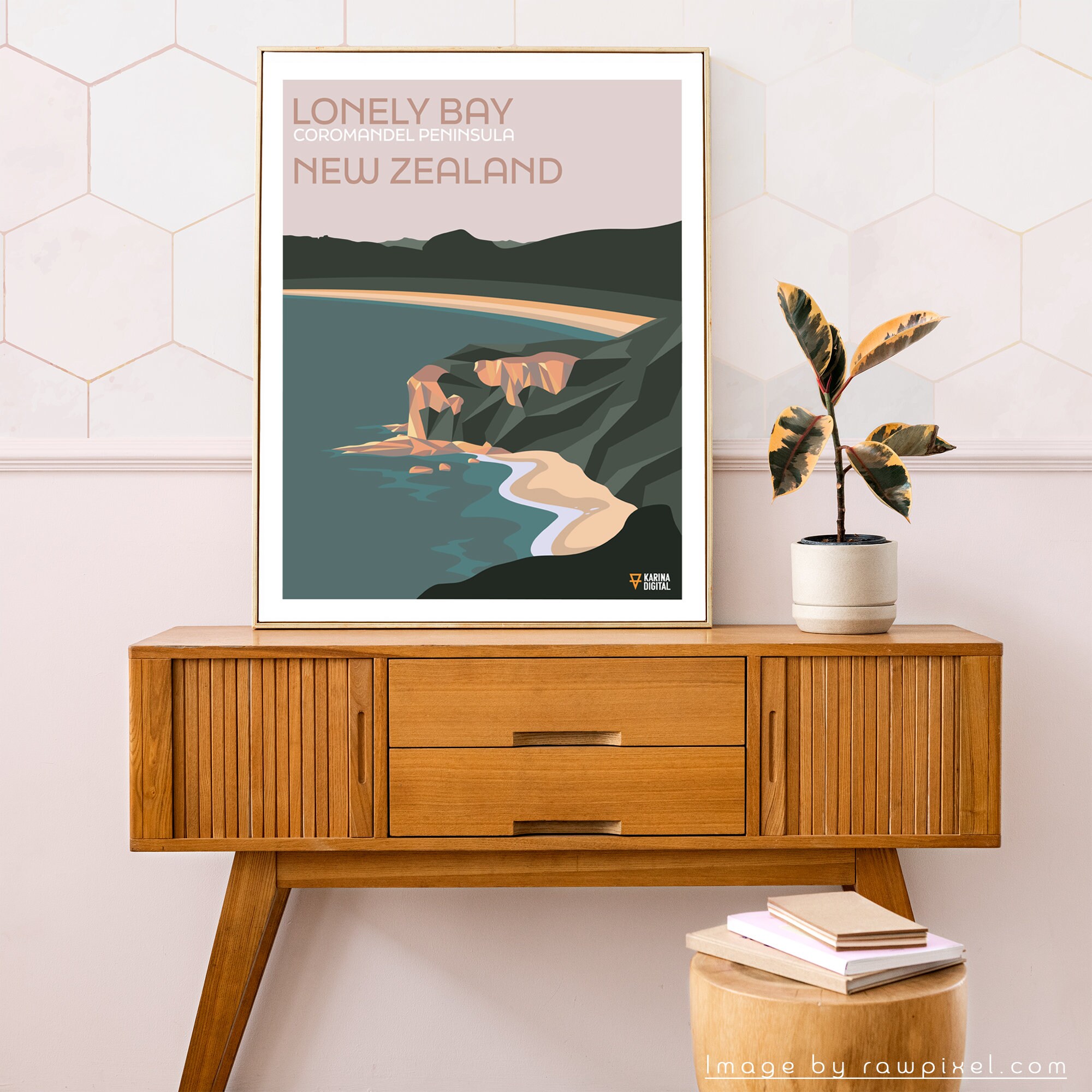 Travel Poster Wall Art: Lonely Bay New Zealand Printable Poster ...