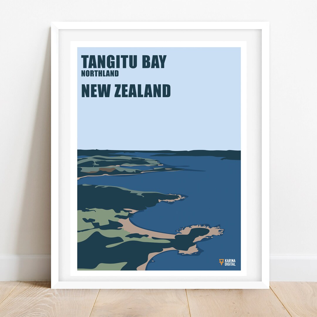 Travel Poster Wall Art: Tangitu Bay New Zealand Printable Poster ...