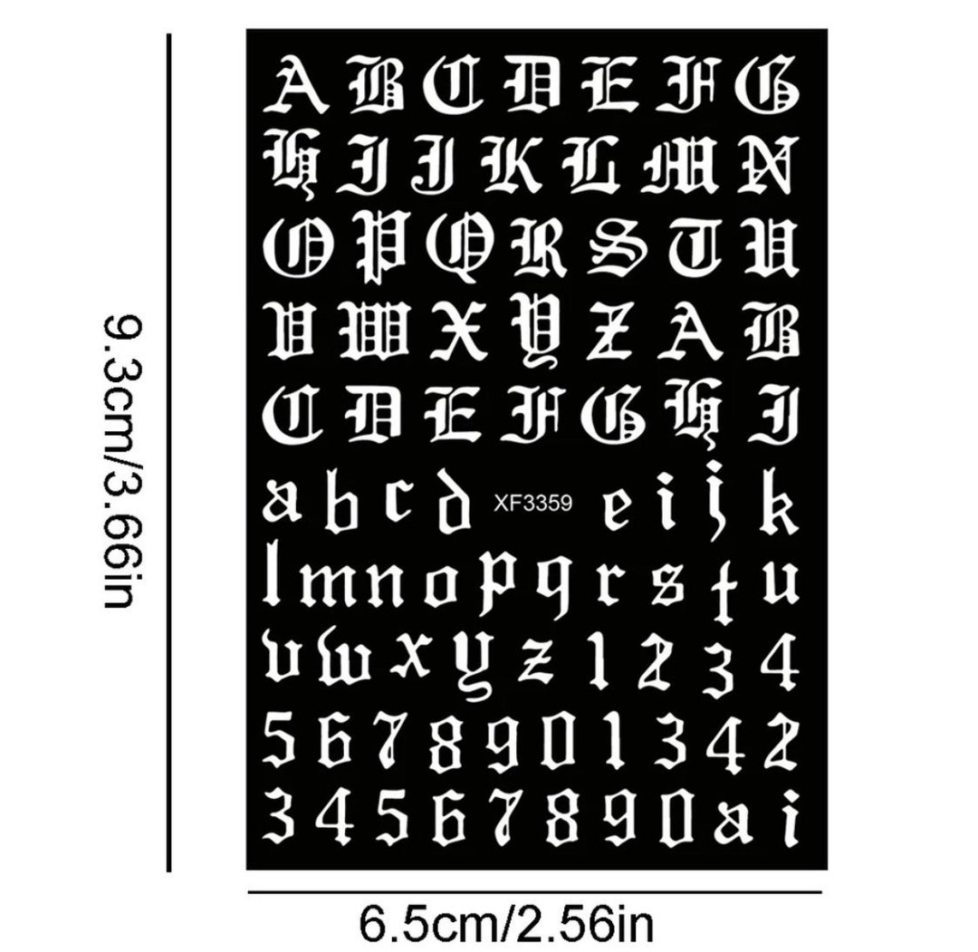 Nail Sticker Sheet Old English - Etsy