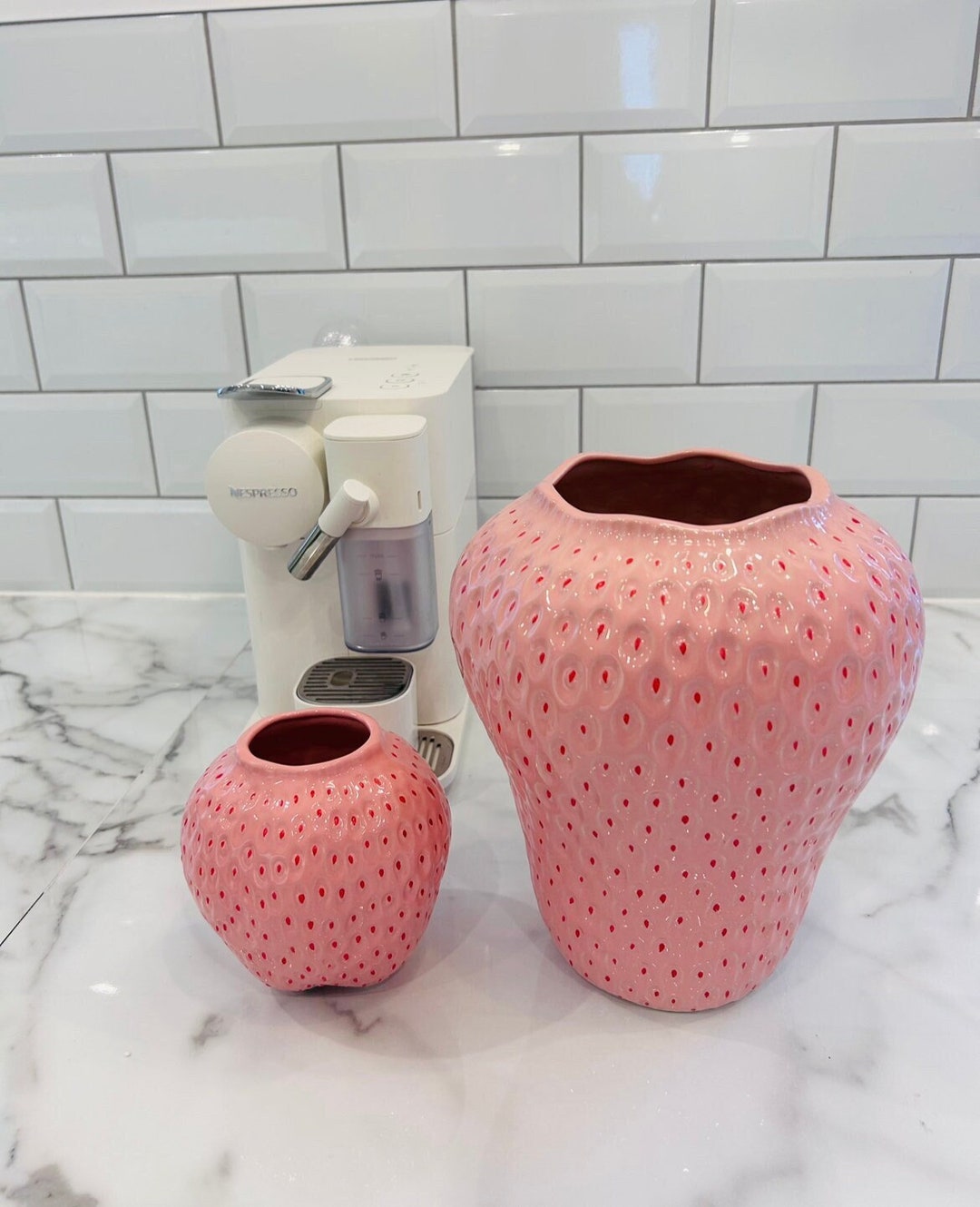 Lovely Pink Large and Small Strawberry Vase, Christmas Gift Gift for ...