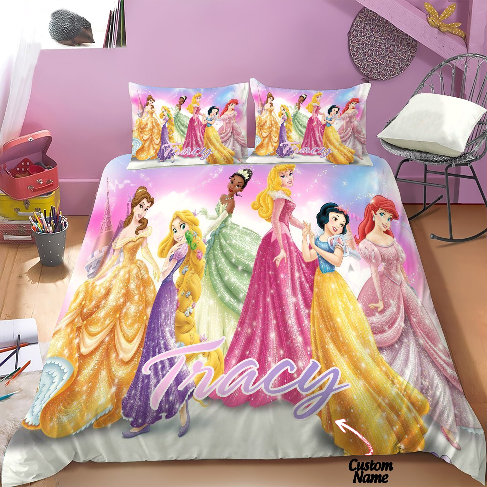 Disney Princess Bedding Snow White Princess Peach Bedding | Etsy