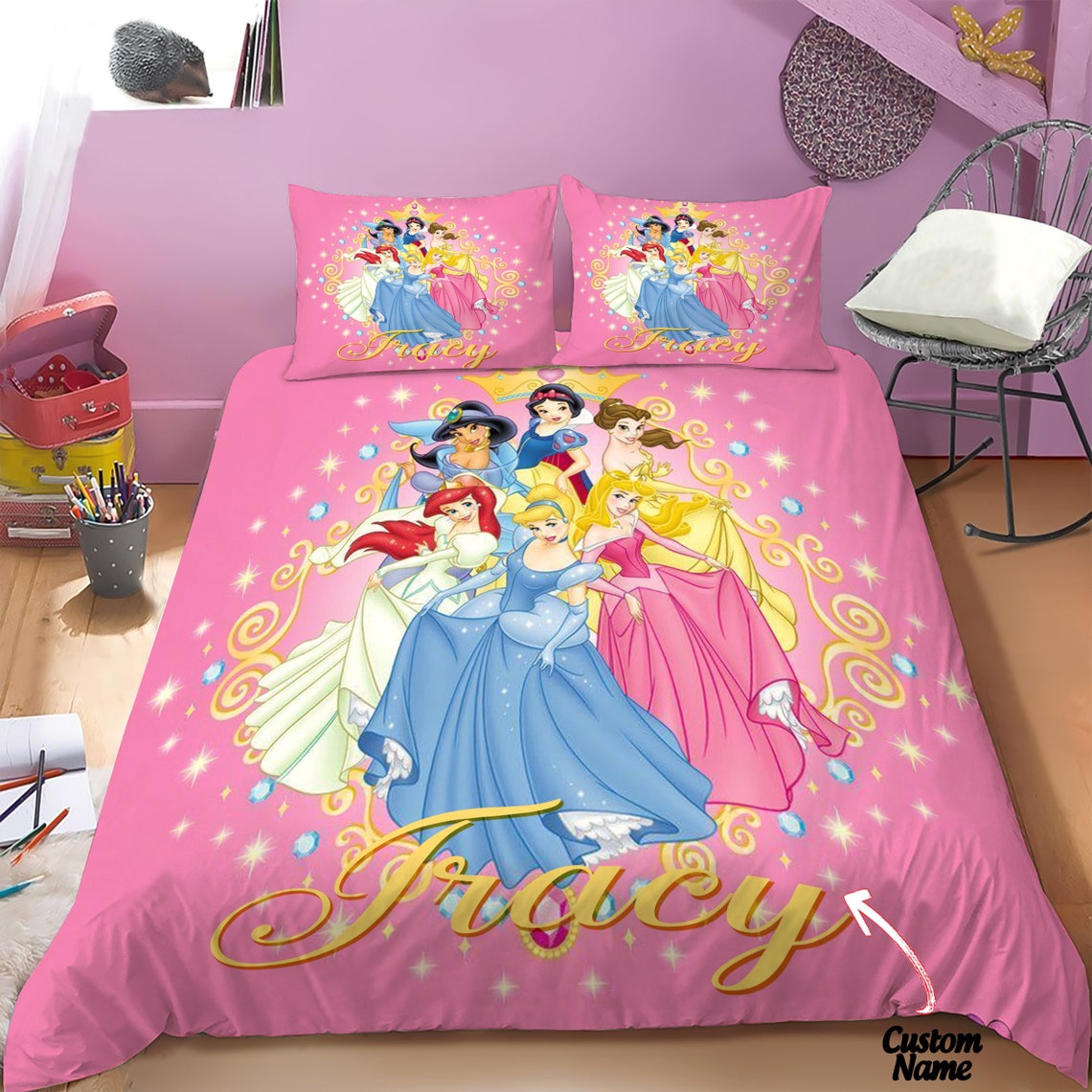 Disney Princess Bedding Snow White Princess Peach Duvet Set | Etsy