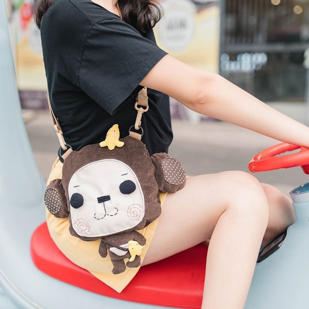 Handmade Crochet Plush Monkey Coin Purse. Girls' Daily Crossbody Bag ...