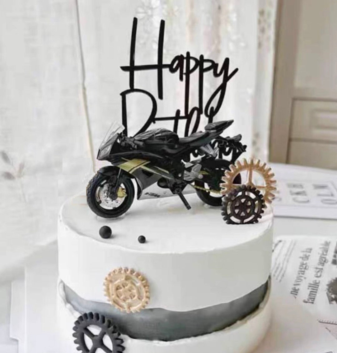 Luxury Cool Motorcycle Cake Topper Birthday Cake Decoration Toy Set - Etsy