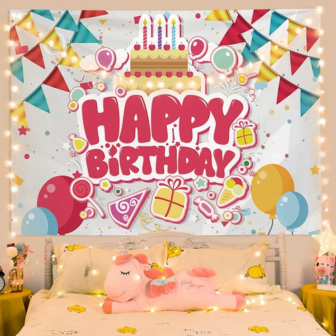 6.5x5ft Colorful Happy Birthday Backdrops Decorations Banner for ...
