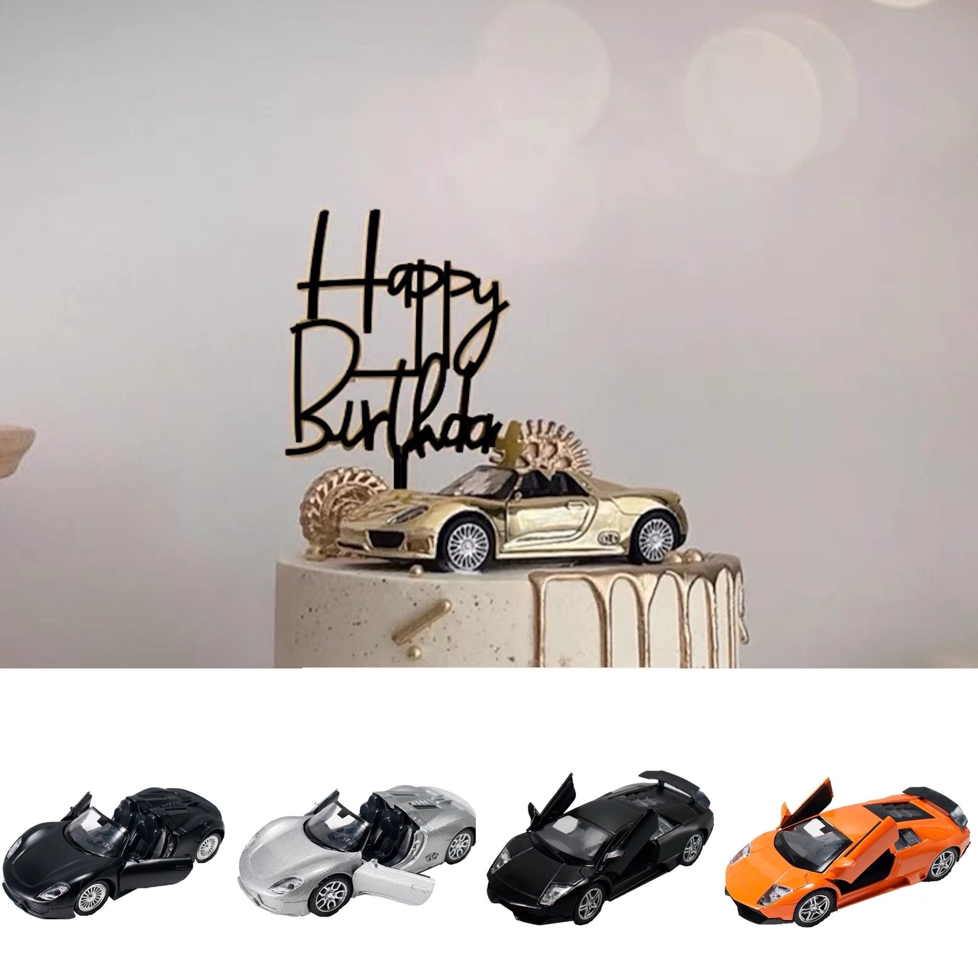 Alloy Material Sports Car Cake Topper/birthday Cake Decoration/toy Set ...