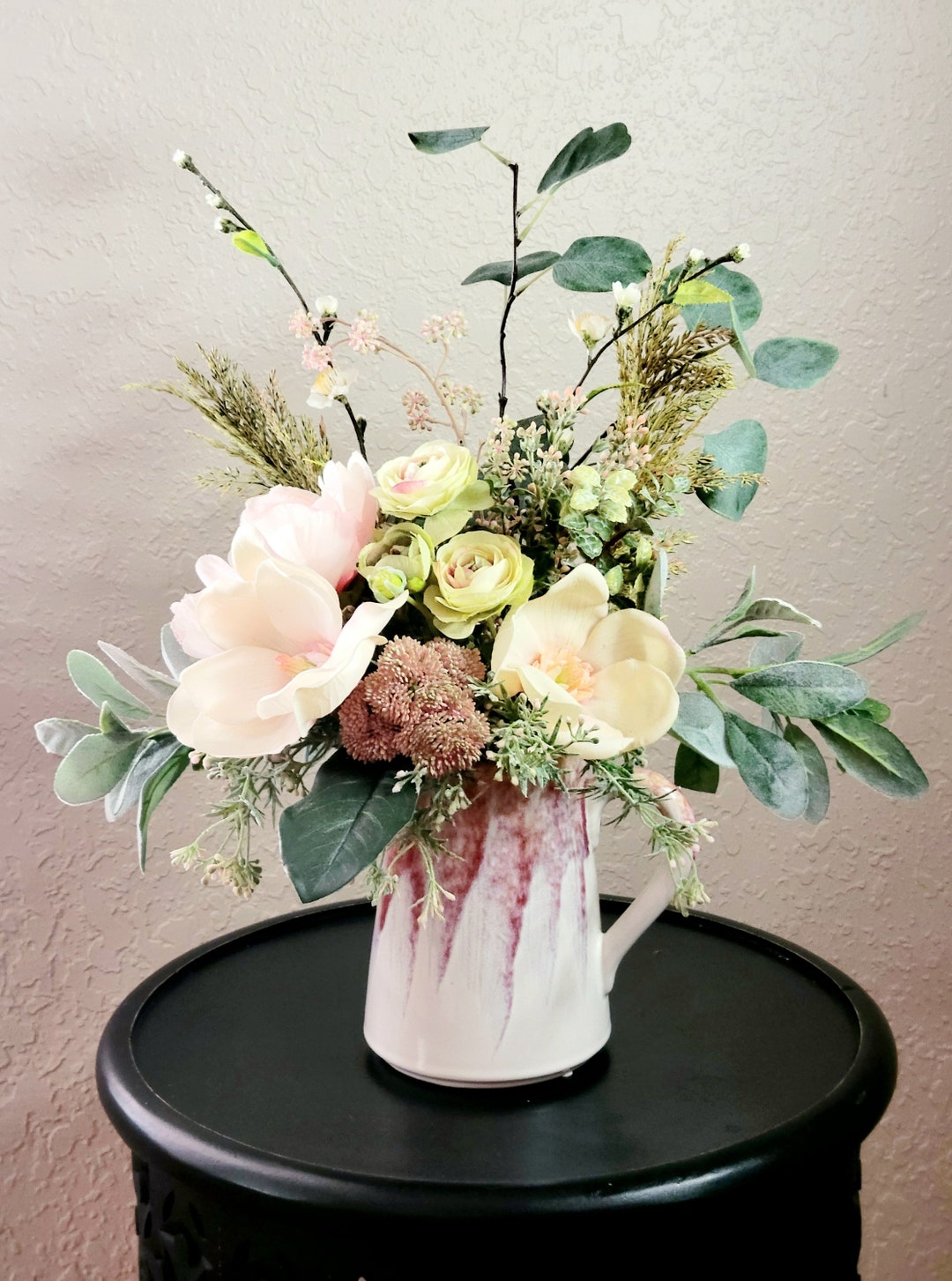 Spring, Summer Real Touch Magnolia Floral Arrangement in Wine Drip ...