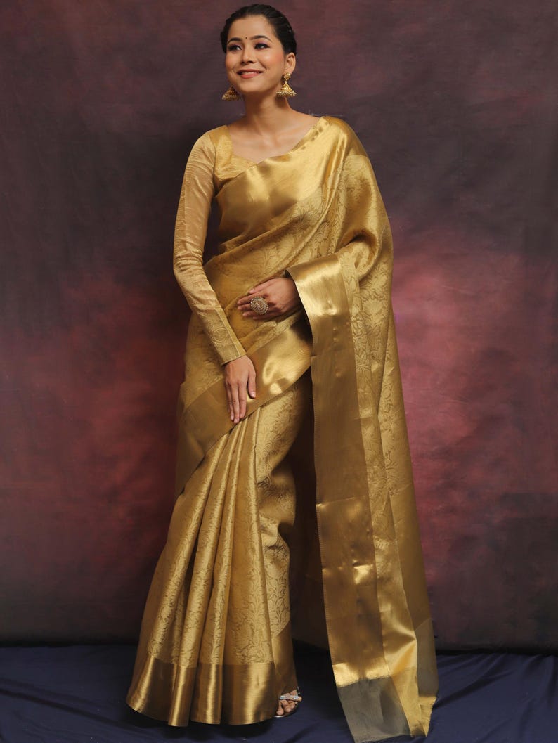 Neeta Ambani Inspired Banarasi Jaal Soft Silk Saree | Gold Color ...