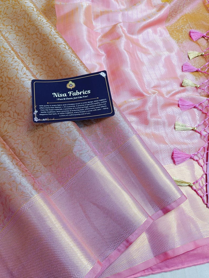 Sai Pallavi Inspired Pink Banarasi Tissue Silk Saree | Soft Jaal Work ...
