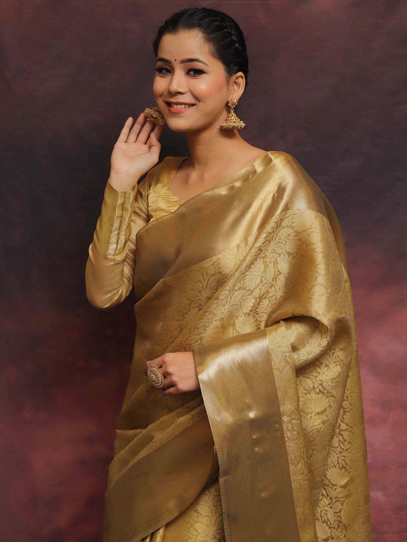 Neeta Ambani Inspired Banarasi Jaal Soft Silk Saree | Gold Color ...