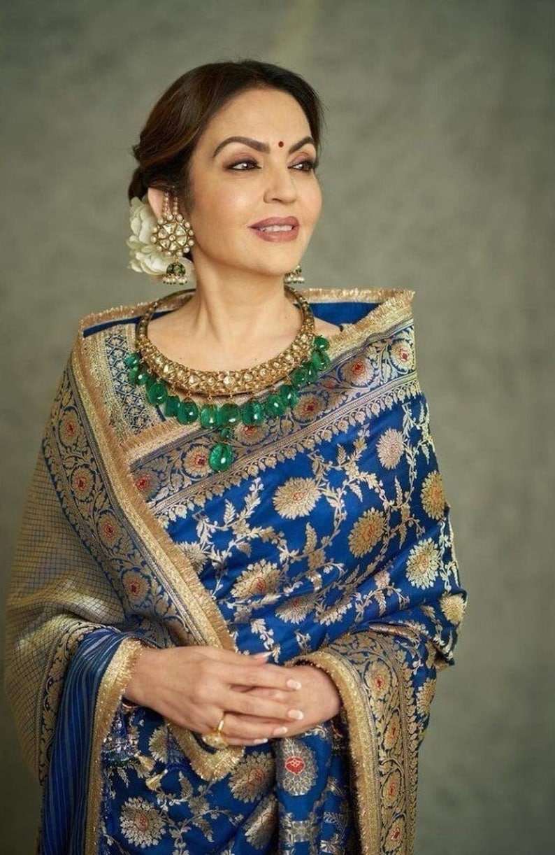 Premium Neeta Ambani Banarasi Katan Silk Saree | Soft Handloom Border ...
