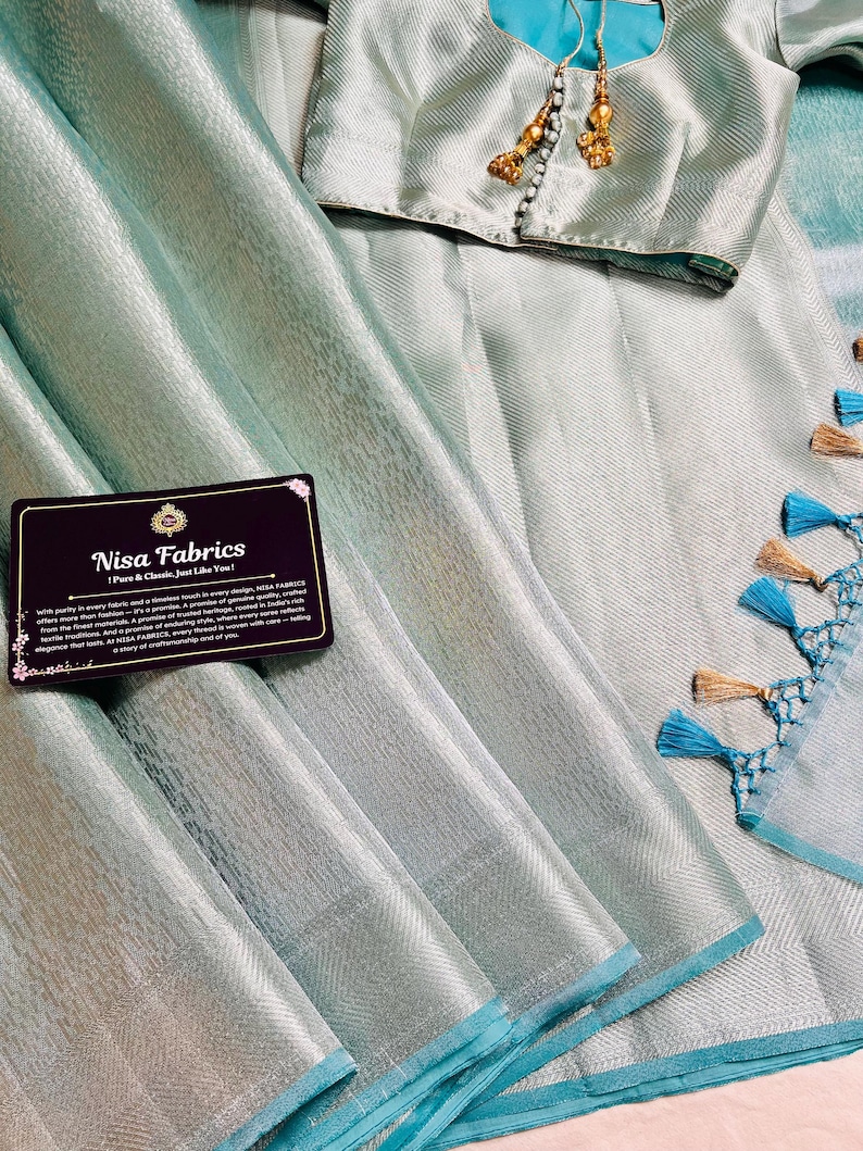 Nayanthara Inspired Sea Green Kanjivaram Tissue Silk Saree | Wedding ...