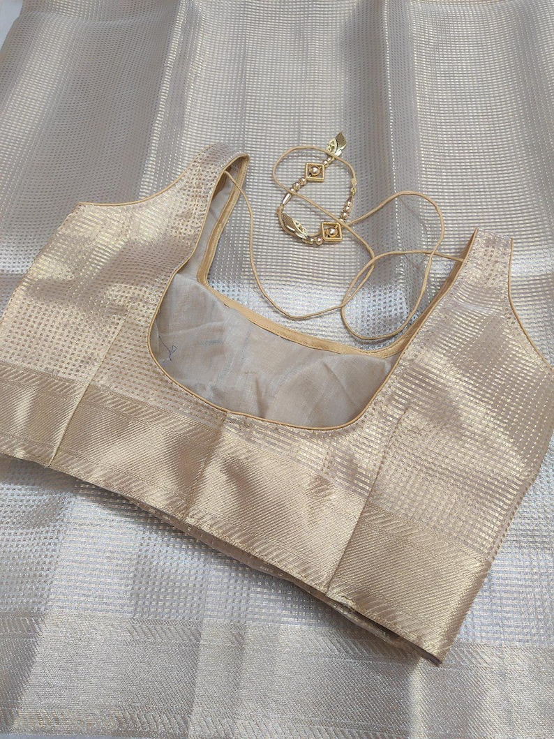 Nayanthara Inspired Banarasi Tissue Silk Saree | Golden Border Soft ...