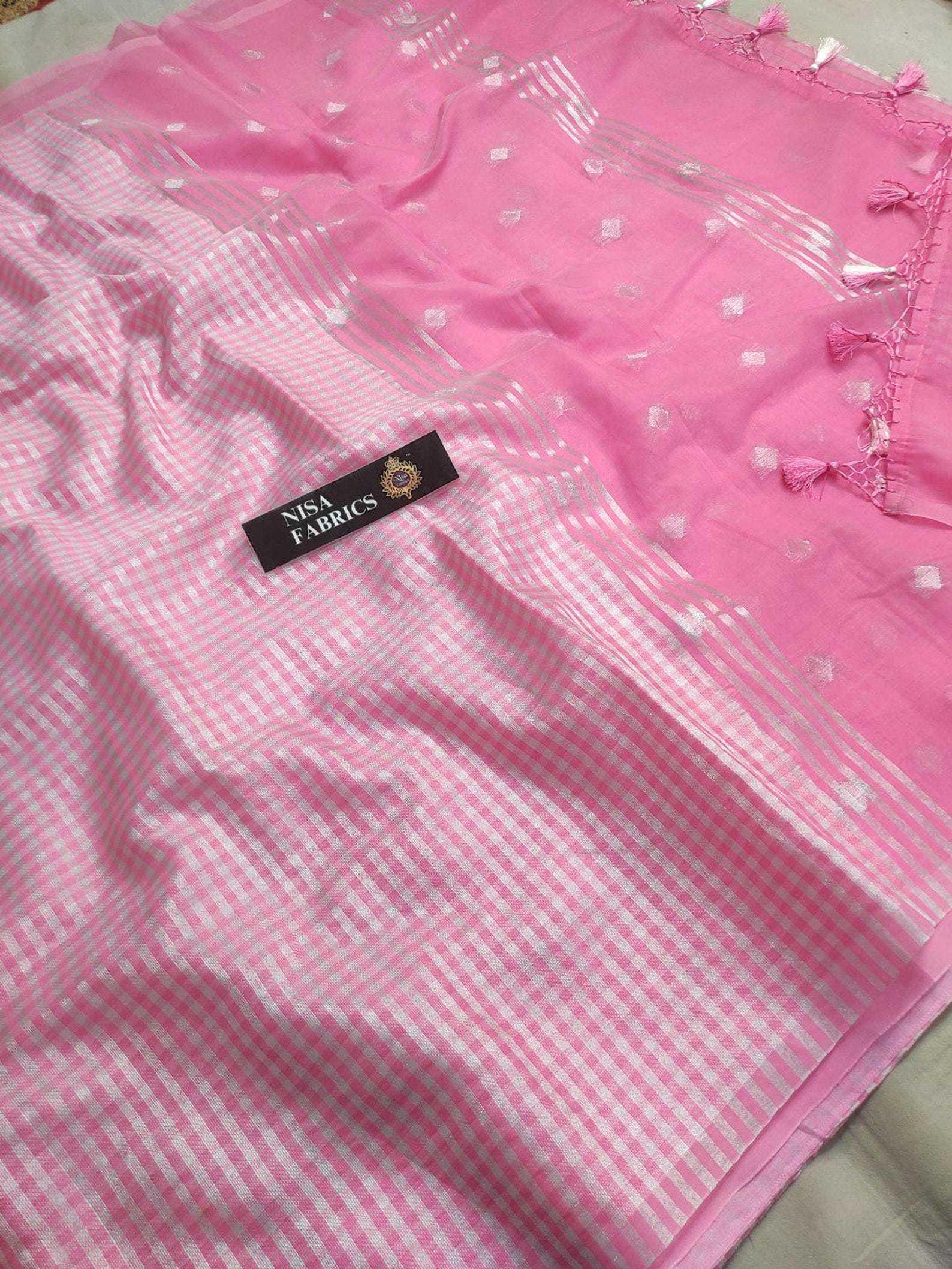 Nayanthara Inspired Pink Banarasi Soft Cotton Tissue Silk Saree ...