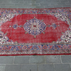Turkish Blue Red Rugvintage Rustic Area Rug Free Shipping - Etsy