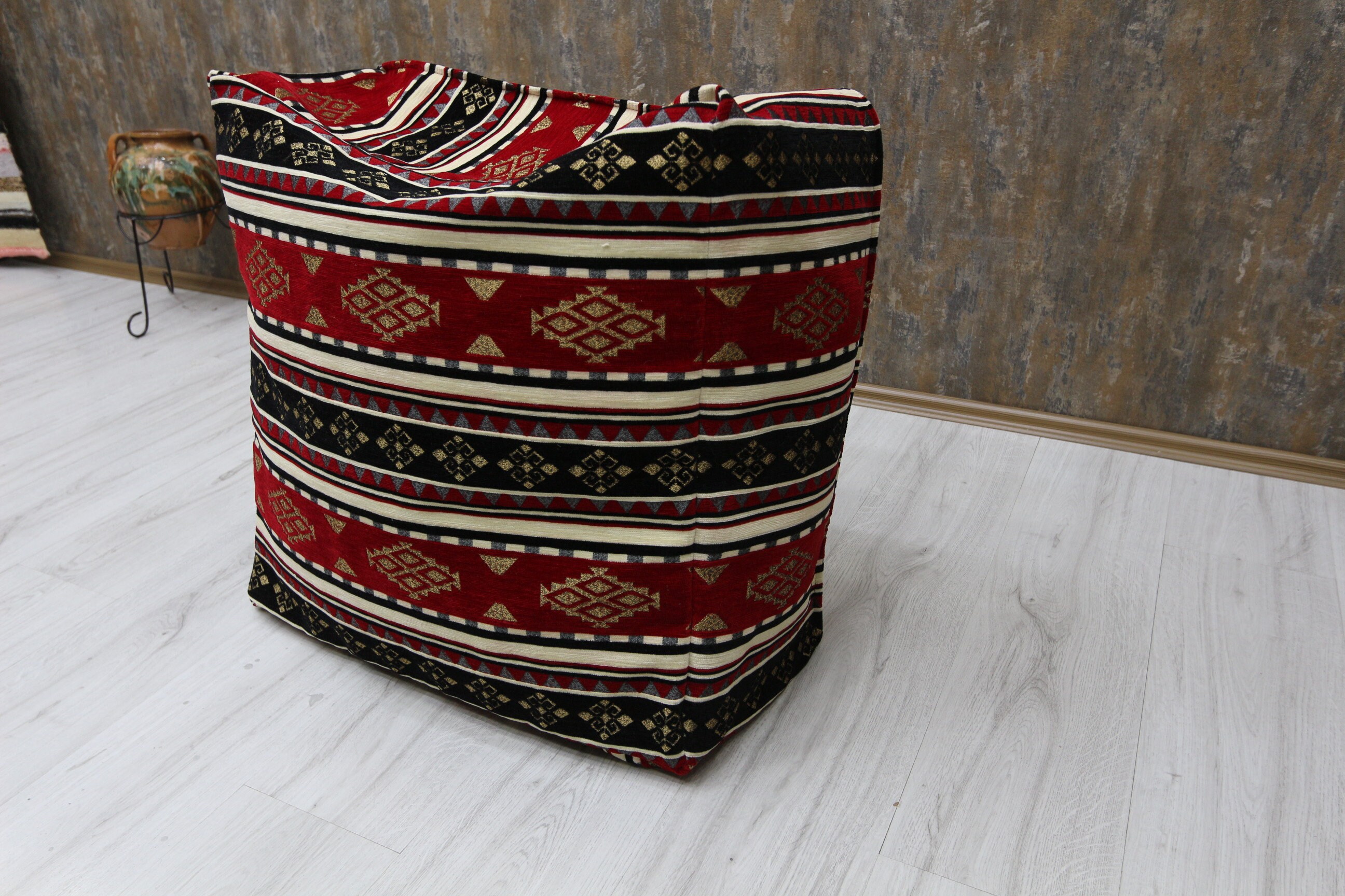 10x24 Fabric Welvet Red Ottoman Pouf,pouffe,bean Beg Chair Beanbeg,boho ...