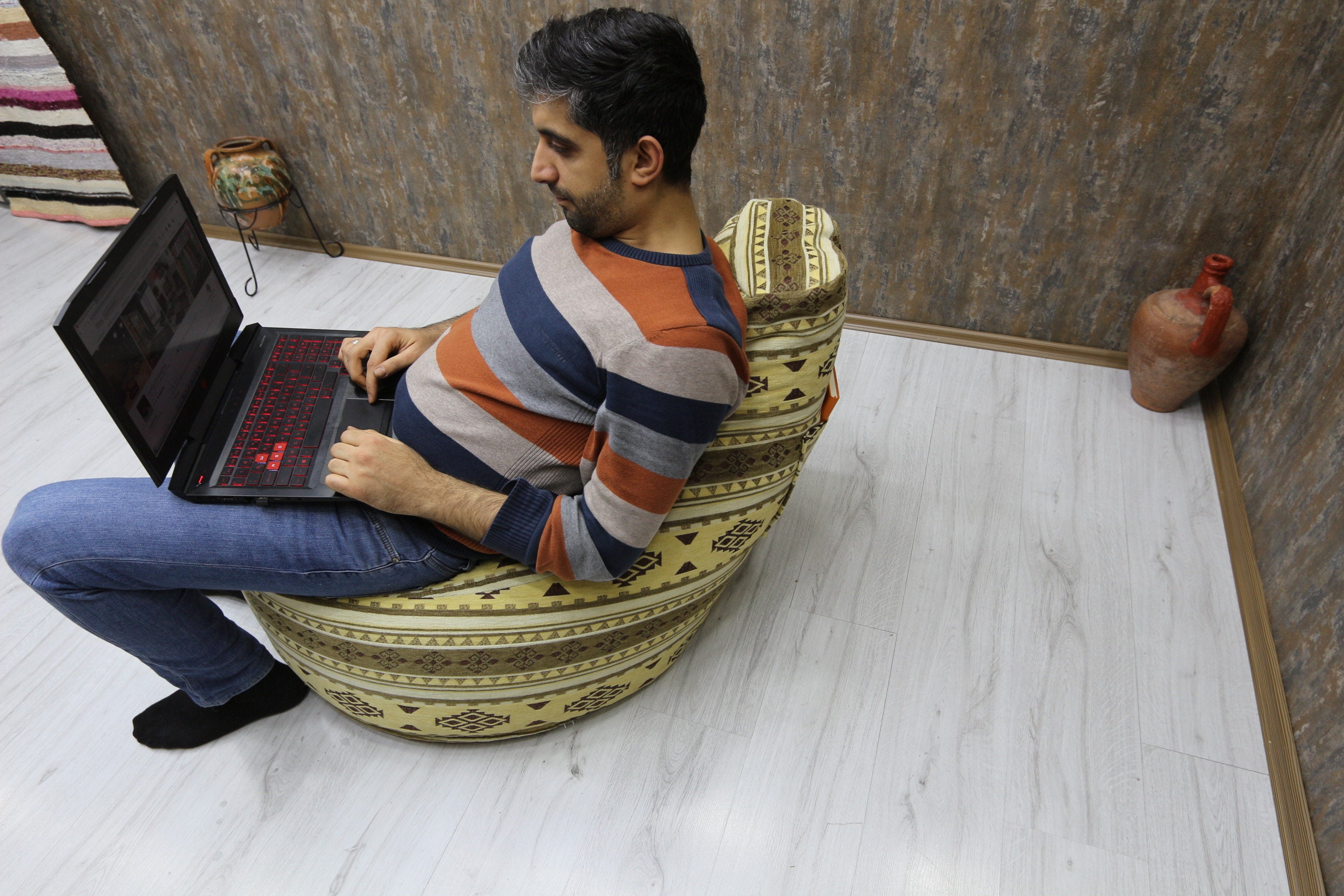 Ottoman Pouf,pouffe,bean Beg Chair Beanbeg,boho Decor Hippie Decor,foot ...