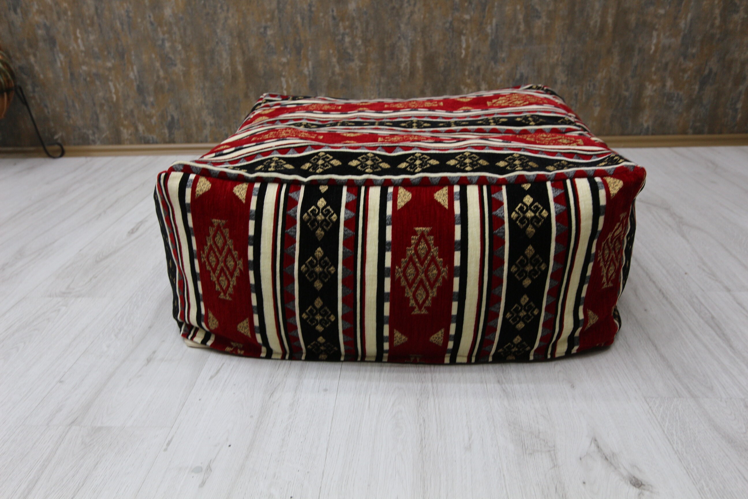 10x24 Fabric Welvet Red Ottoman Pouf,pouffe,bean Beg Chair Beanbeg,boho ...