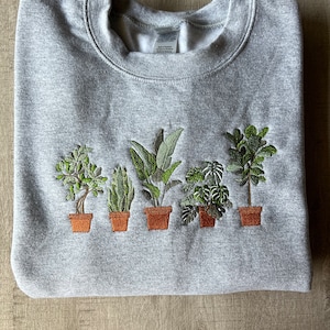 Embroidered Plant Sweater - Etsy