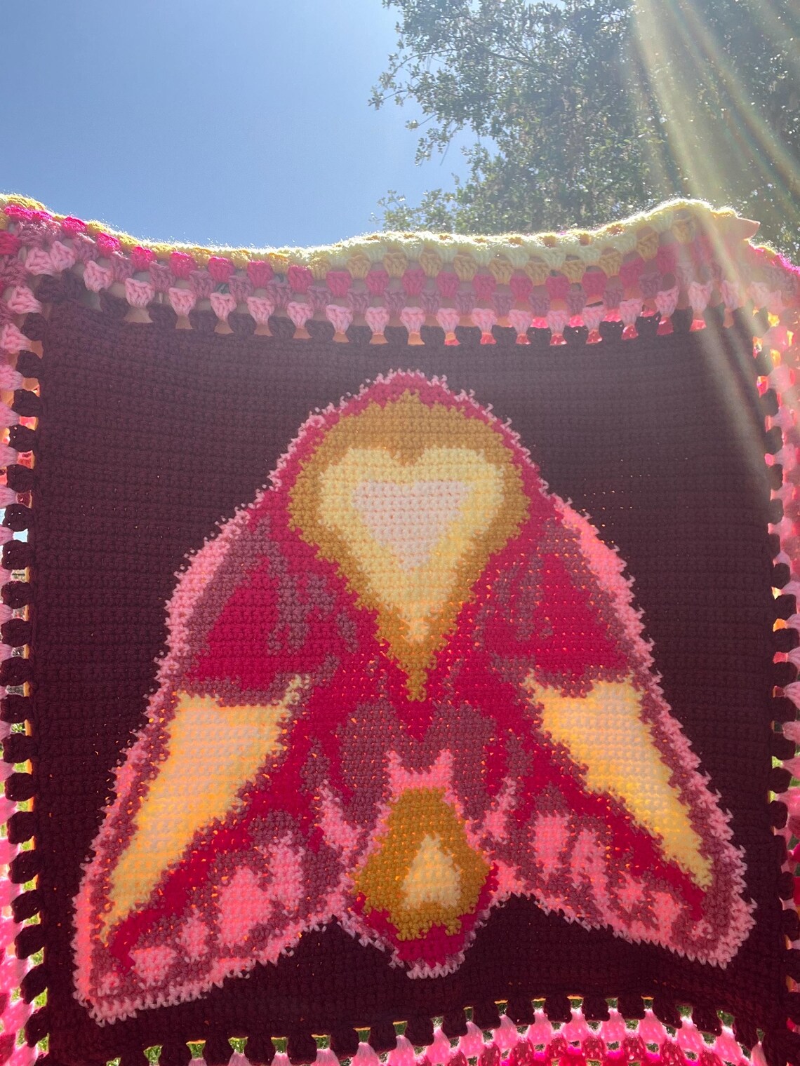Rosy Maple Moth Crochet Granny Square Blanket - Etsy