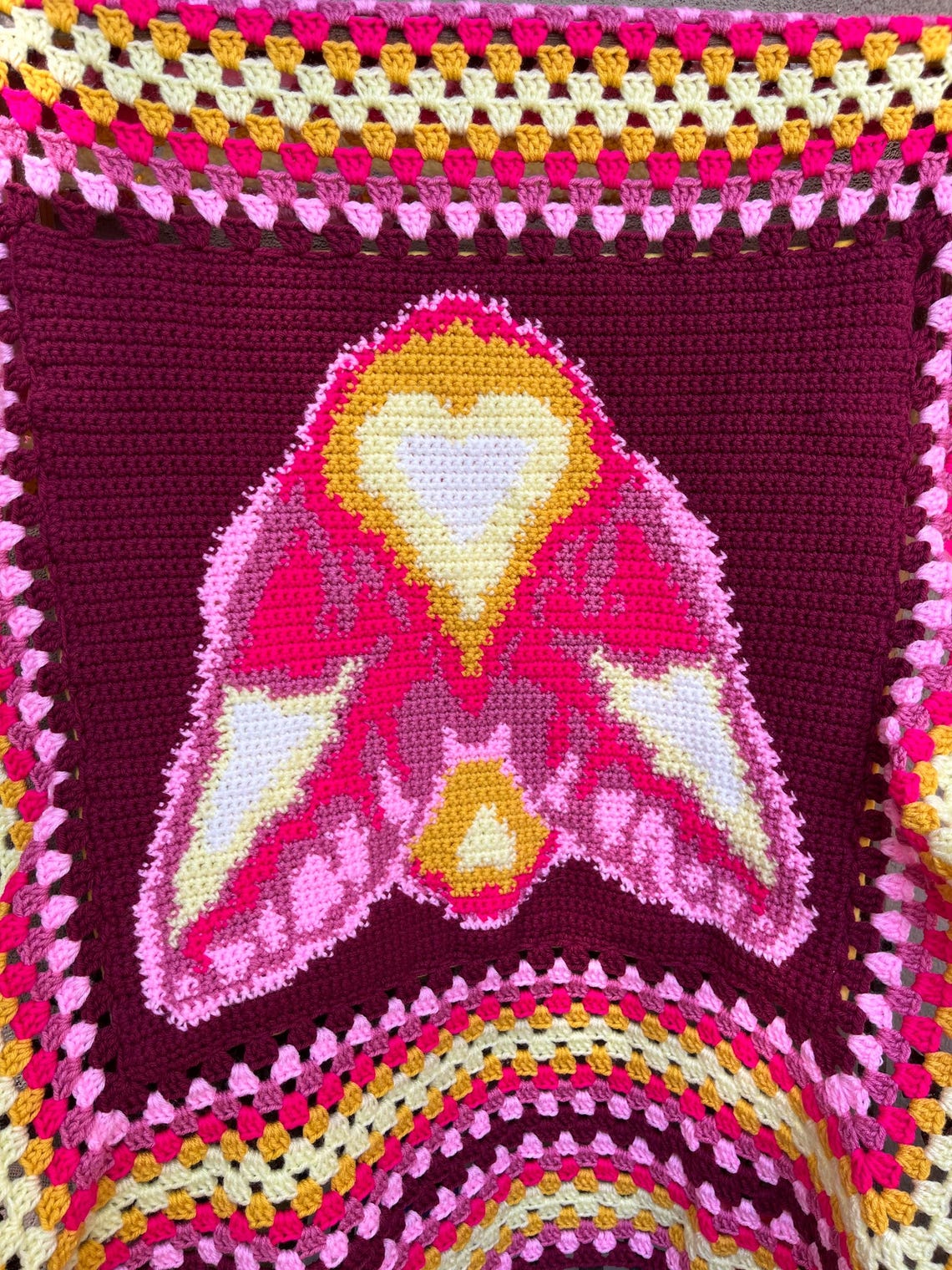 Rosy Maple Moth Crochet Granny Square Blanket - Etsy