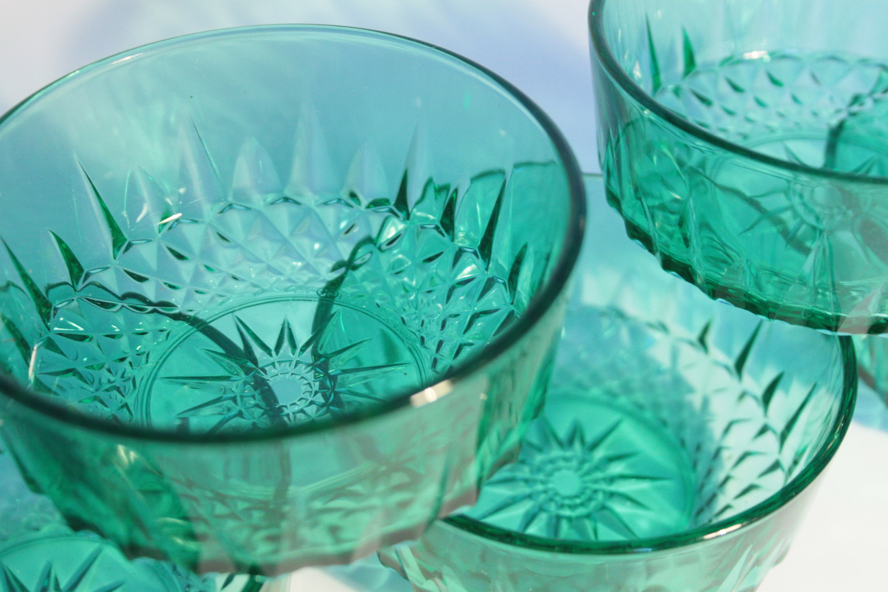 Arcoroc France Set of 5x green Glass | Etsy