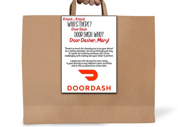 Door dash delivery stickers Door dasher business cards door | Etsy