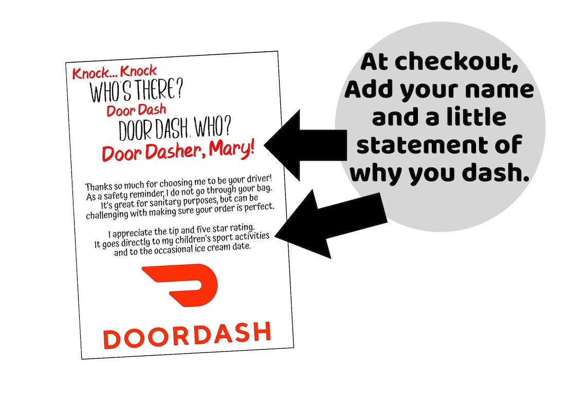 Door Dash Delivery Stickers Door Dasher Business Cards Door | Etsy