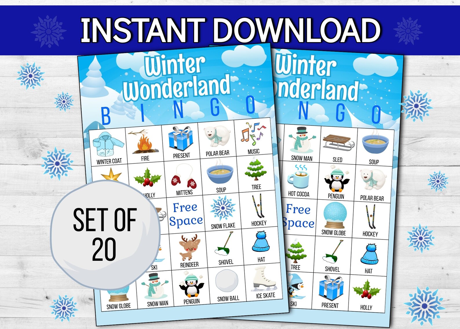 Winter Wonderland Bingo Printable Digital Game Christmas | Etsy