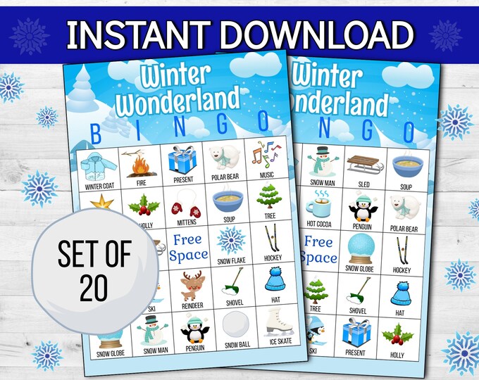 Winter Wonderland Bingo Printable Digital Game Christmas Bingo for Kids ...