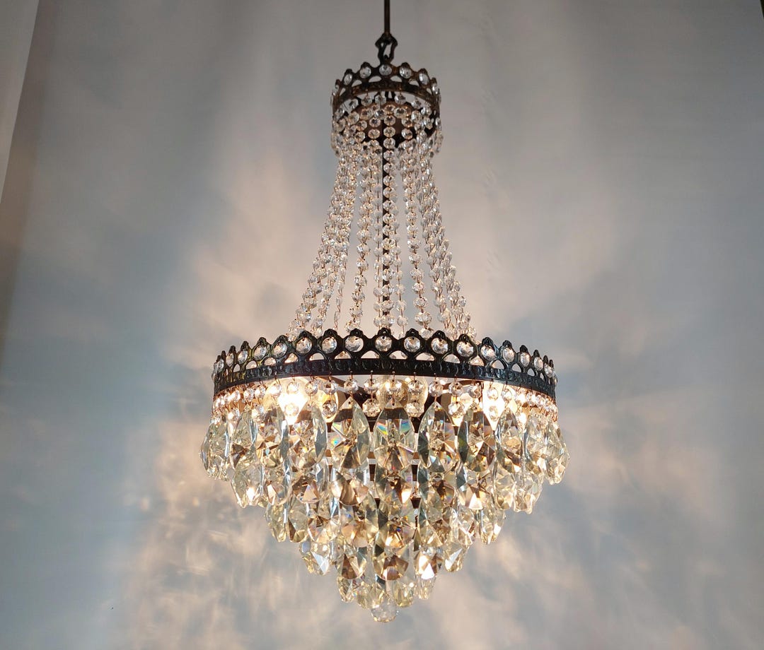 Antique French Crystal Chandelier 16, Vintage French Chandelier ...