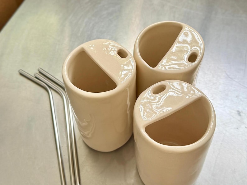 Handmade Ceramic to Go Cup Satin or Glossy Cup With Straw | Smoothie ...