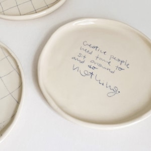 Dessert Plate Hand Writing Creative People Glossy Glaze Handmade ...