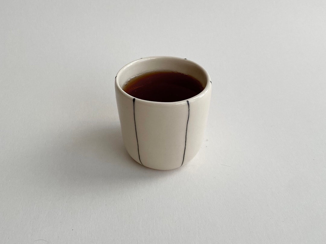 Handmade Glossy Lines Design Ceramic Tumbler Neutral Chunky Design ...