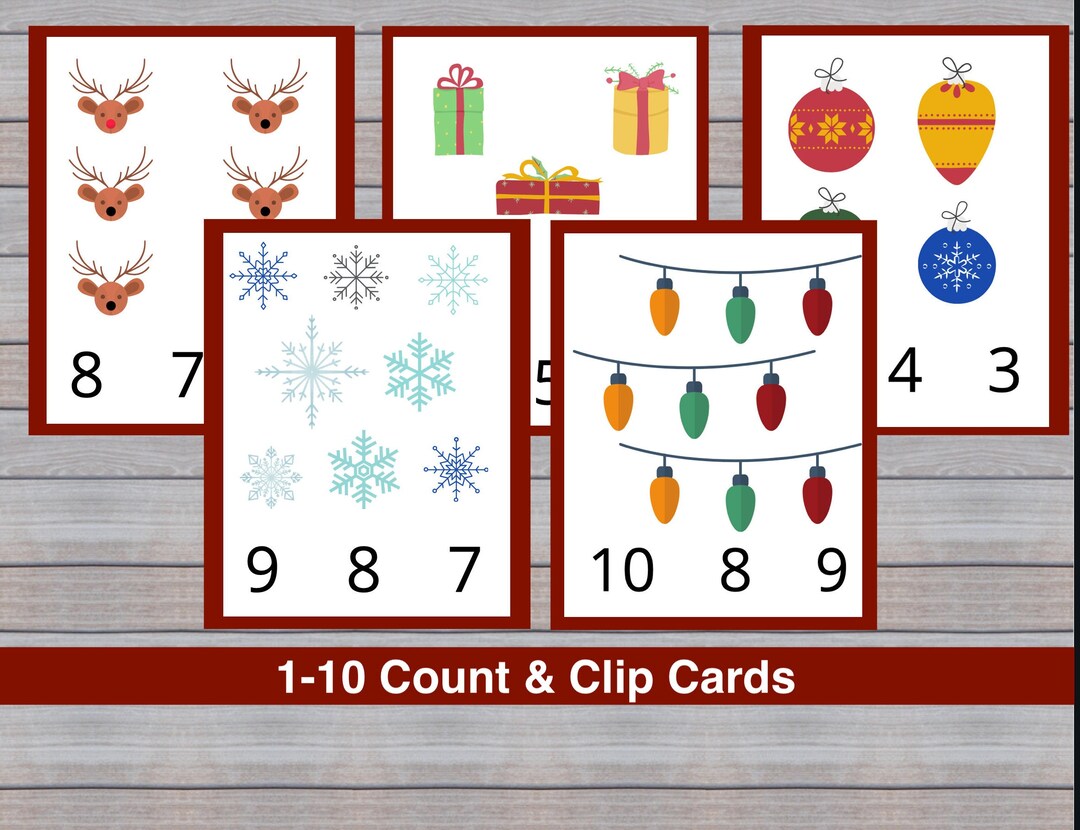 Christmas Count and Clip Cards: Preschool Learning (digital Download ...