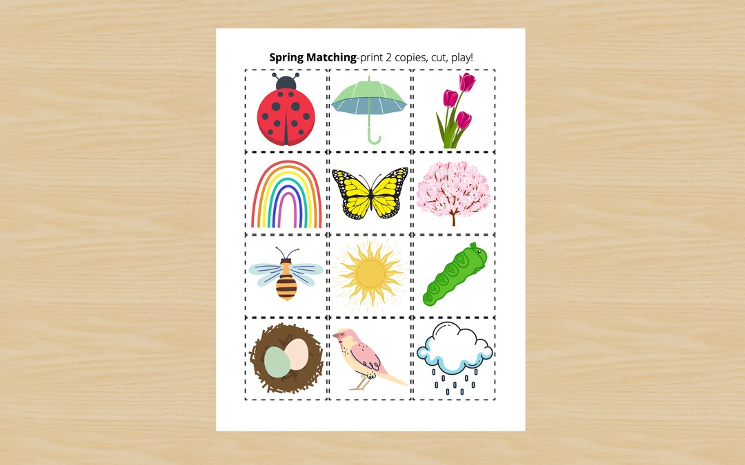Spring Matching Game: Printable Toddler Activity (PDF) - Etsy
