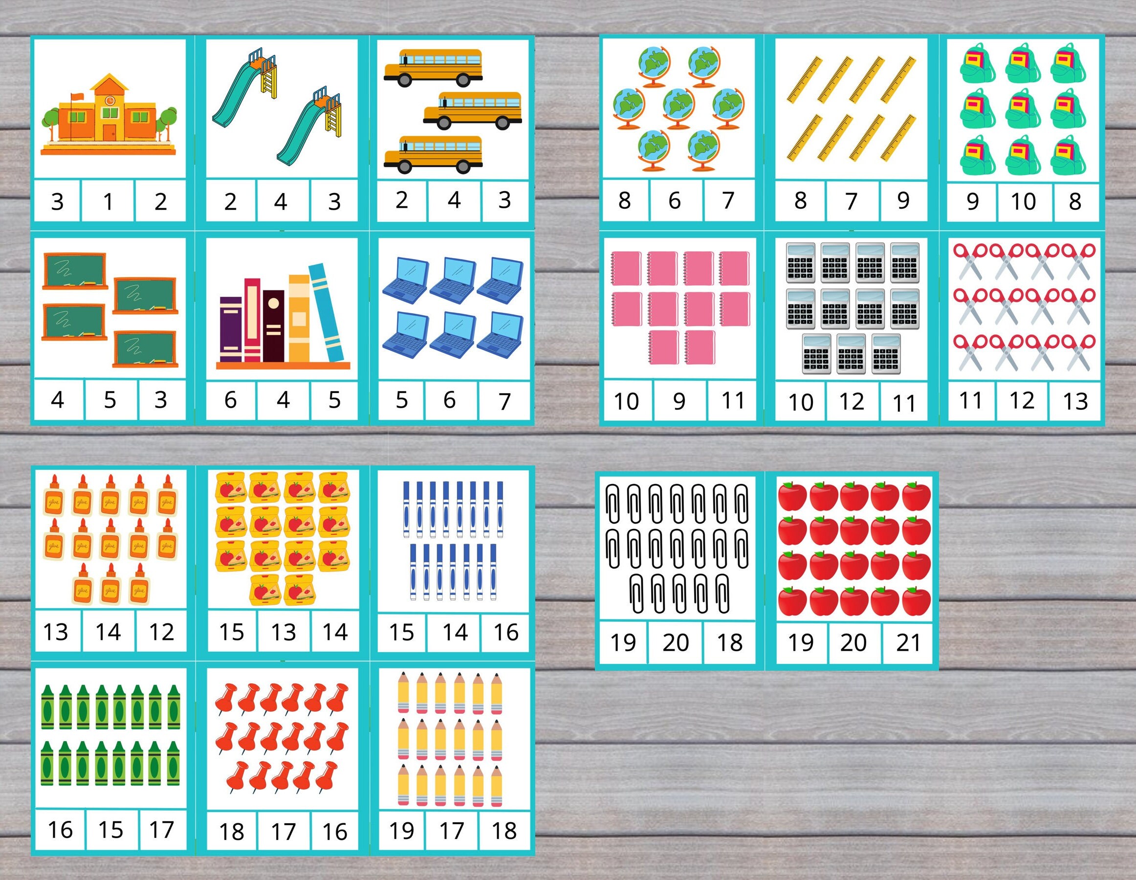 Count and Clip Card Bundle: Preschool Learning Game (printable) - Etsy