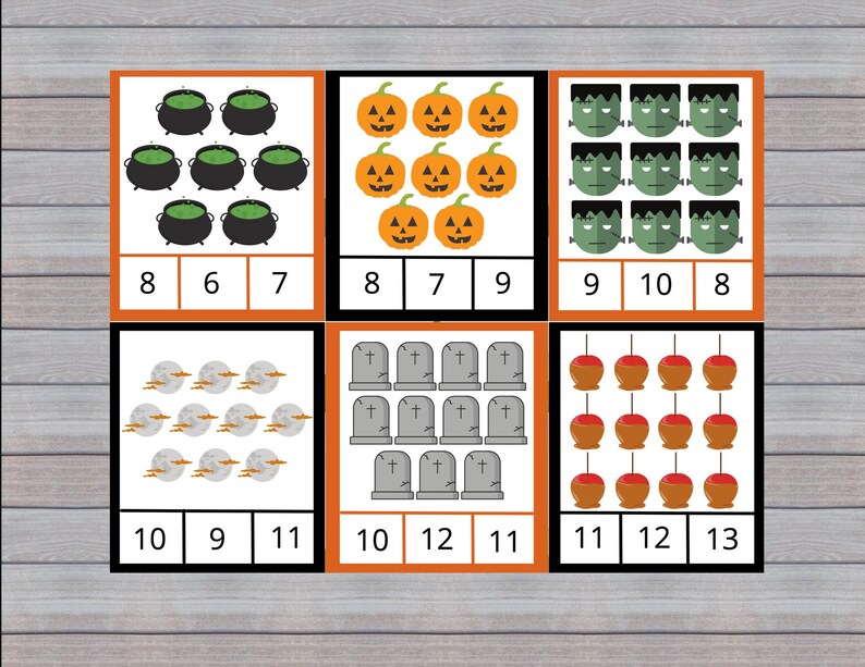 Halloween Count and Clip Cards, Preschool Number Game, Toddler Learning ...