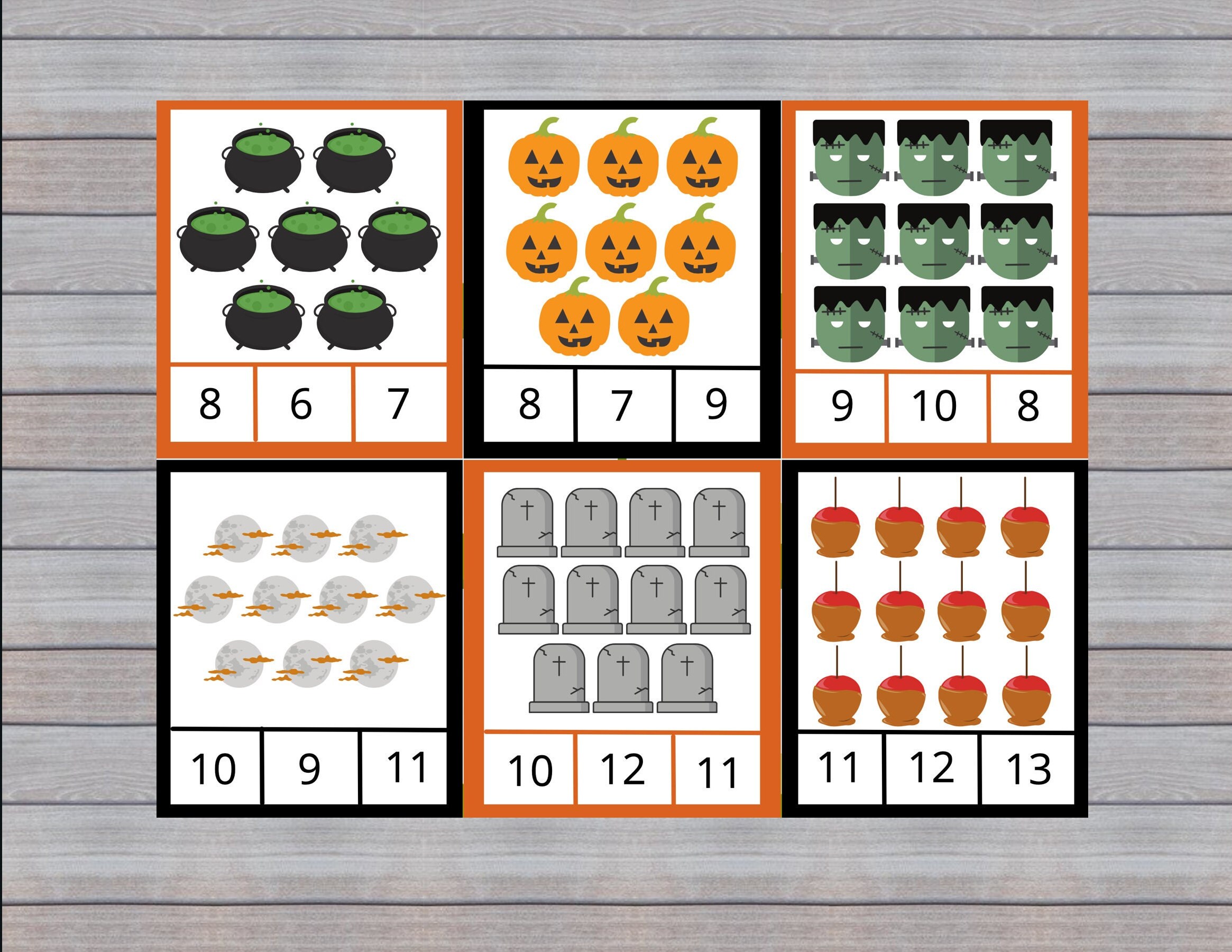 Halloween Count and Clip Cards, Preschool Number Game, Toddler Learning ...