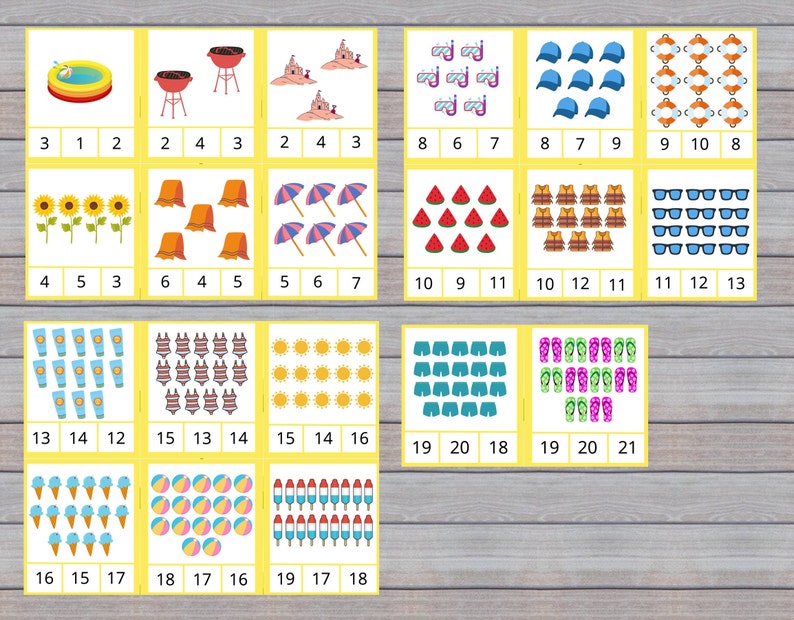 Count and Clip Card Bundle: Preschool Learning Game (printable) - Etsy