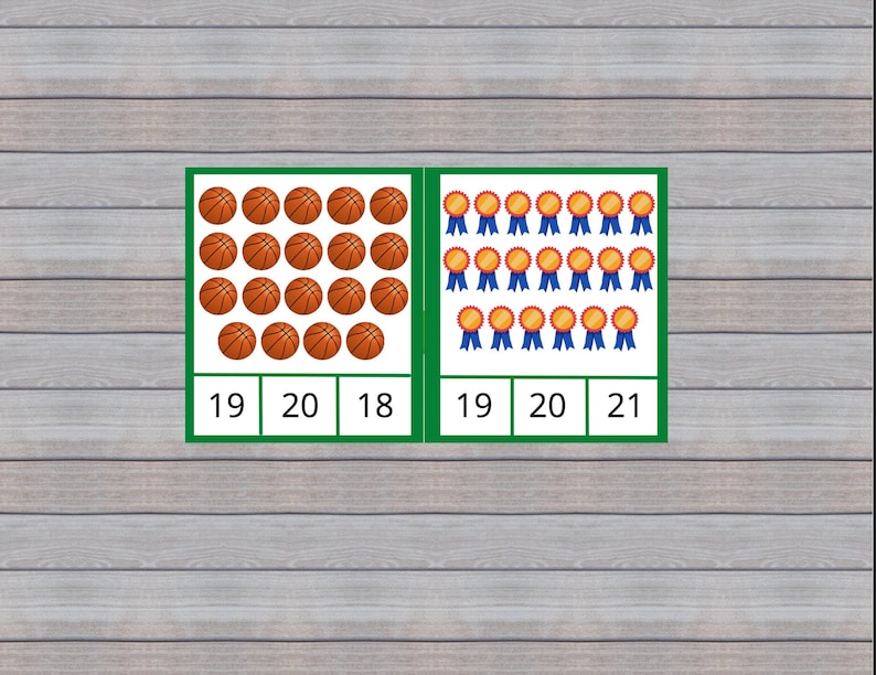 Sports Count and Clip Cards, Preschool Number Game, Toddler Learning ...