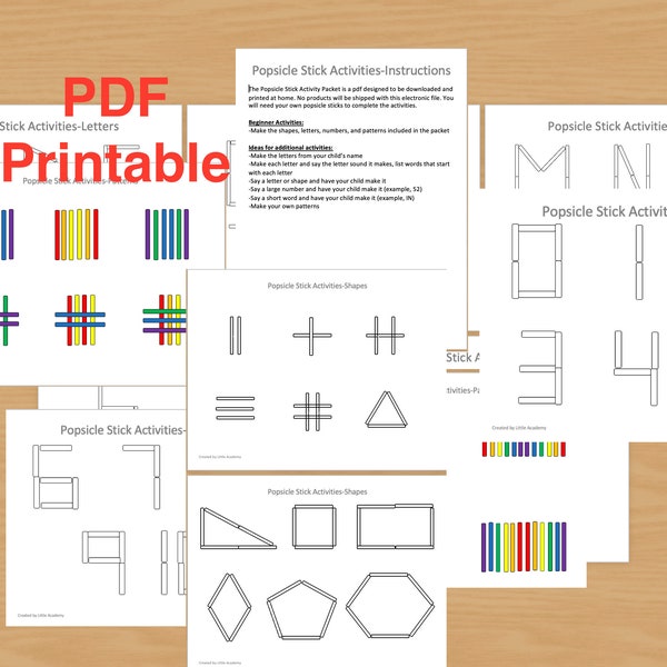 Popsicle Stick Pattern Printable - Etsy